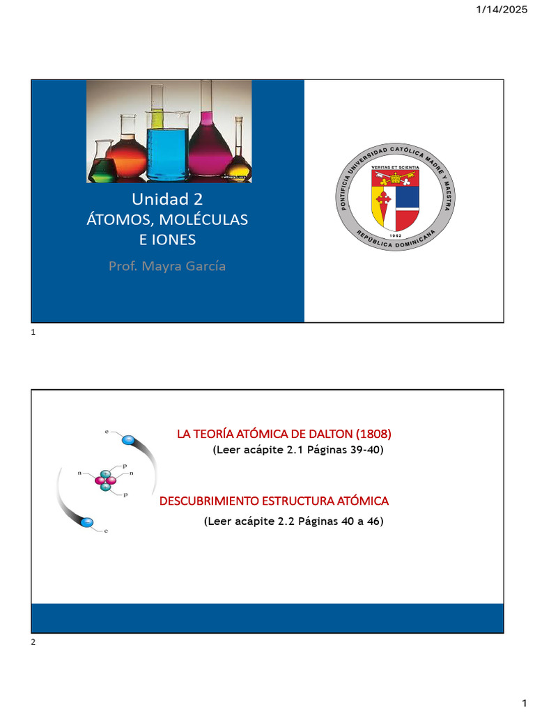 Unidad 2. Átomos Moléculas e Iones | PDF | Isótopo | Átomos