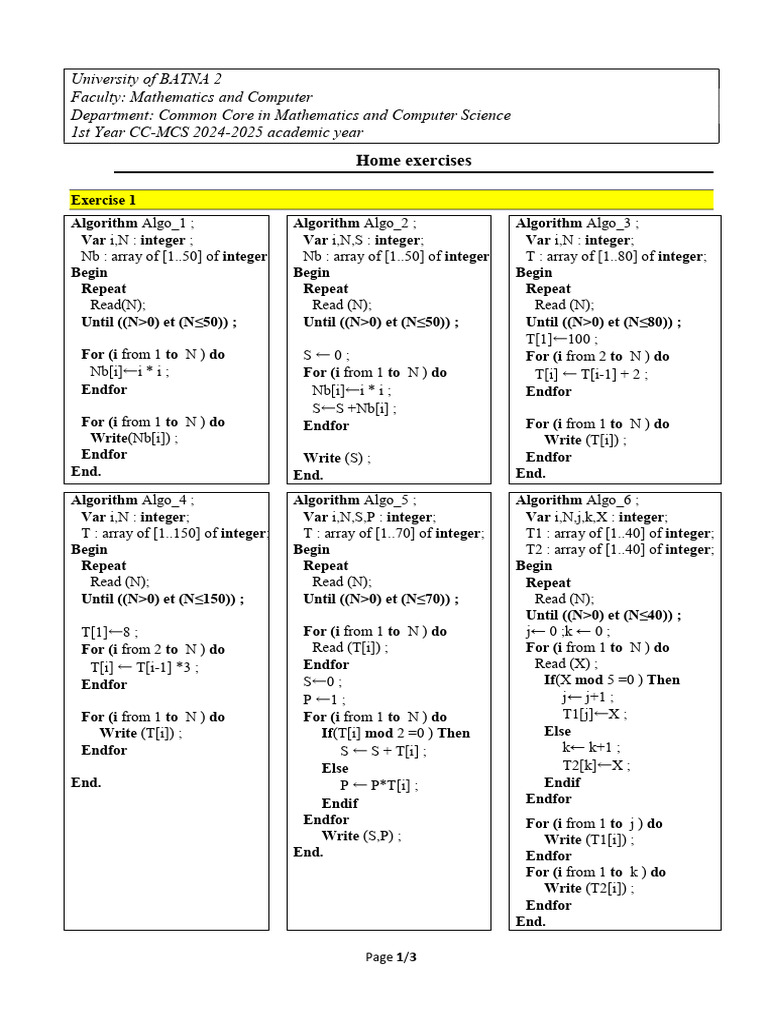 Home 5thse Algorithm1 | PDF | Linear Algebra | Algorithms
