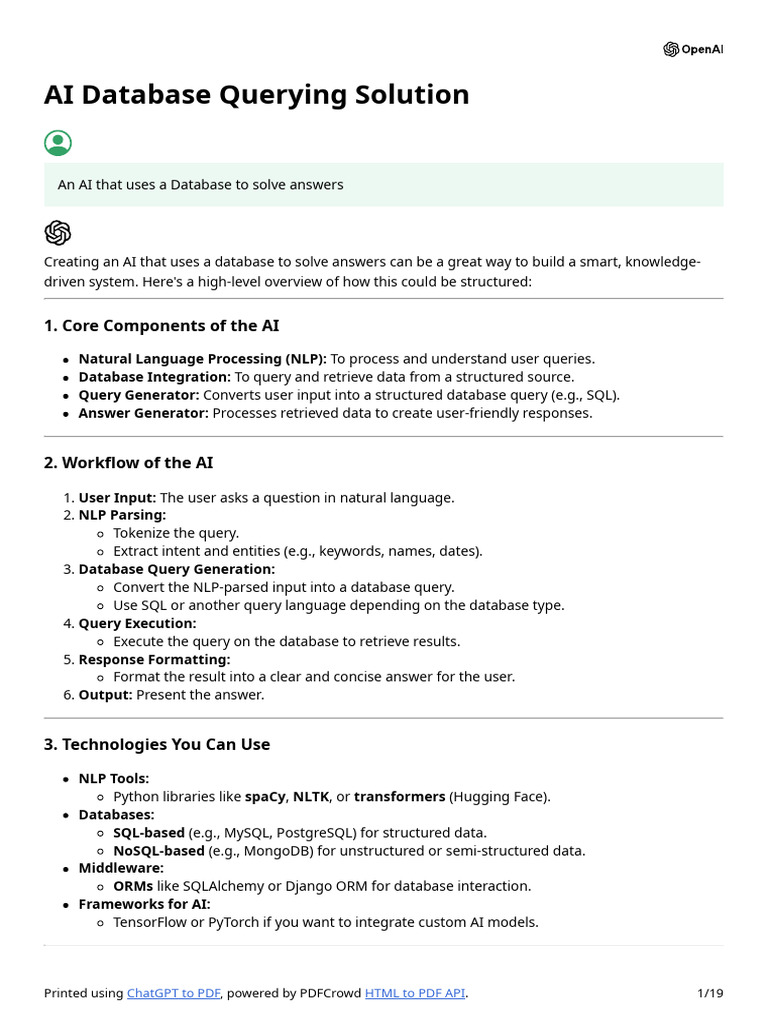 AI Database Querying Solution | PDF | No Sql | Databases