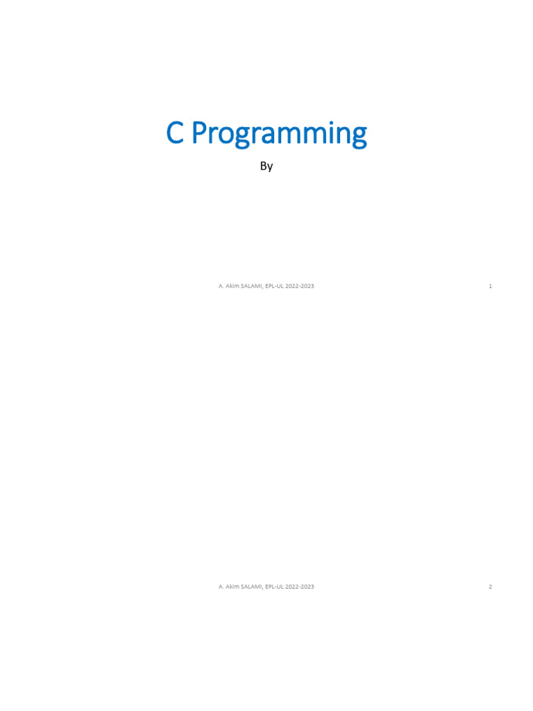 C Programming Course Overview and Guide | PDF | C (Programming Language) | Computer Programming