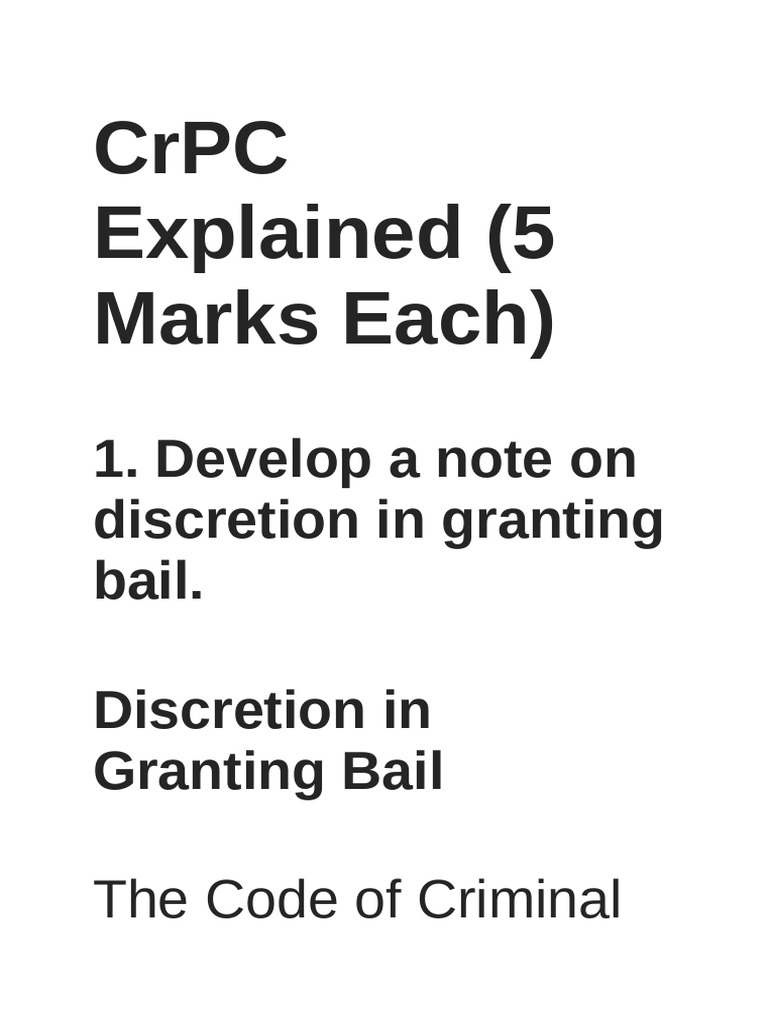 CrPC Bail, Powers, and Trials Explained | PDF | Bail | Trials