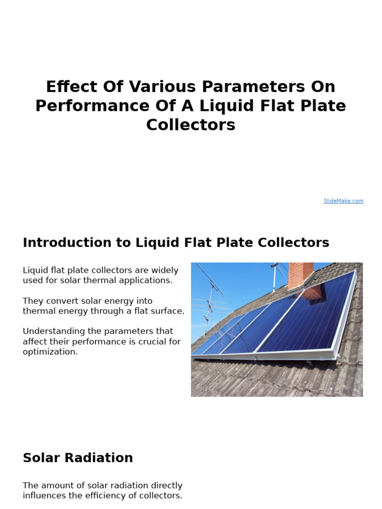 Effect of Various Parameters On Performance of A Liquid Flat Plate Collectors | PDF | Heat ...