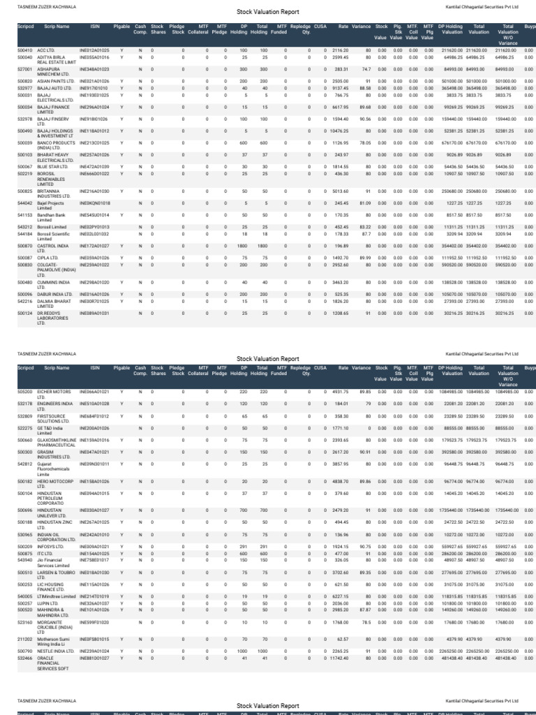 Stock Valuation Report | PDF | Companies | Corporations