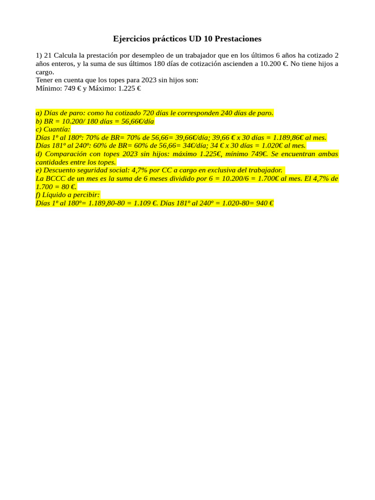 Ejercicios Prã¡cticos Prestaciones 5 | PDF