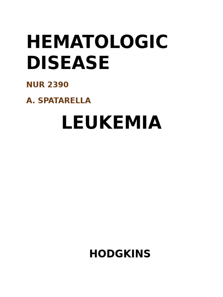 Hematologic Disease | PDF