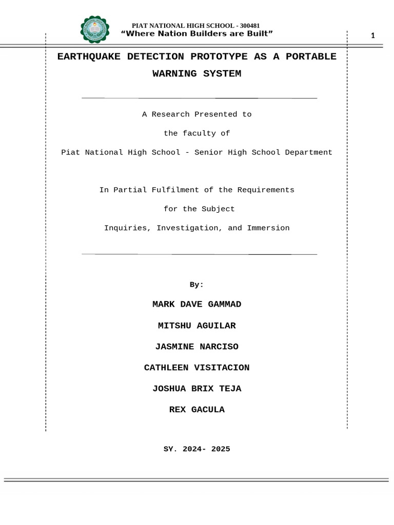Innovative 2 in 1 Alarm System For Earthquake and Fire Detection | PDF ...