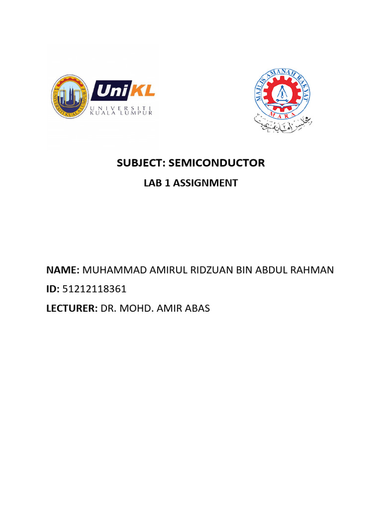 Lab1 Assignment (51212118361) | PDF | Mosfet | Electrical Circuits