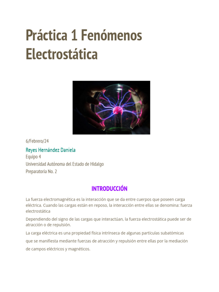 Practica 1 | PDF | Electrostática | Electromagnetismo