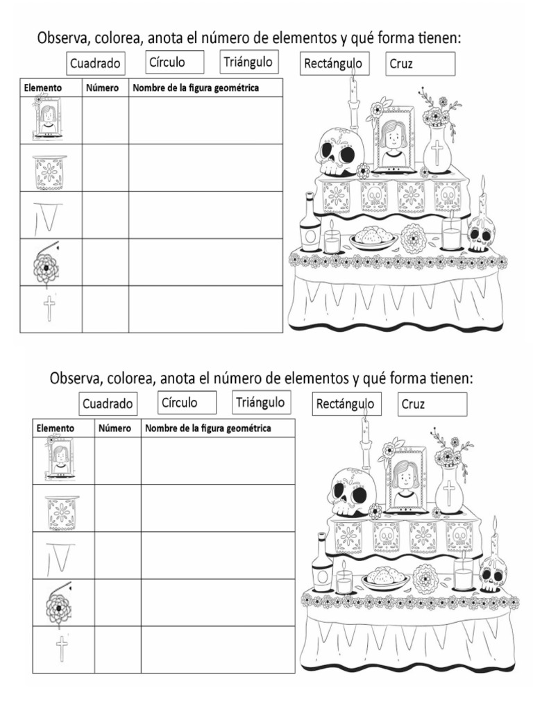 Ejercicios Figuras Geométricas, Dia de Muertos. | PDF
