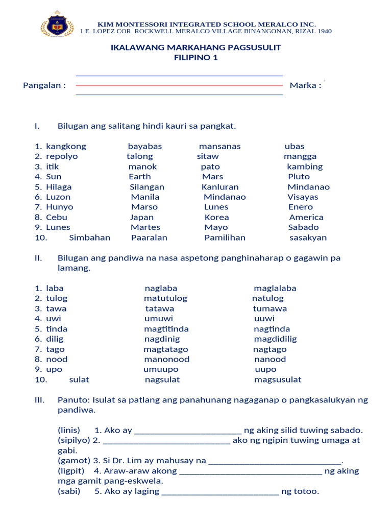 Filipino Exam 2nd - 2 | PDF
