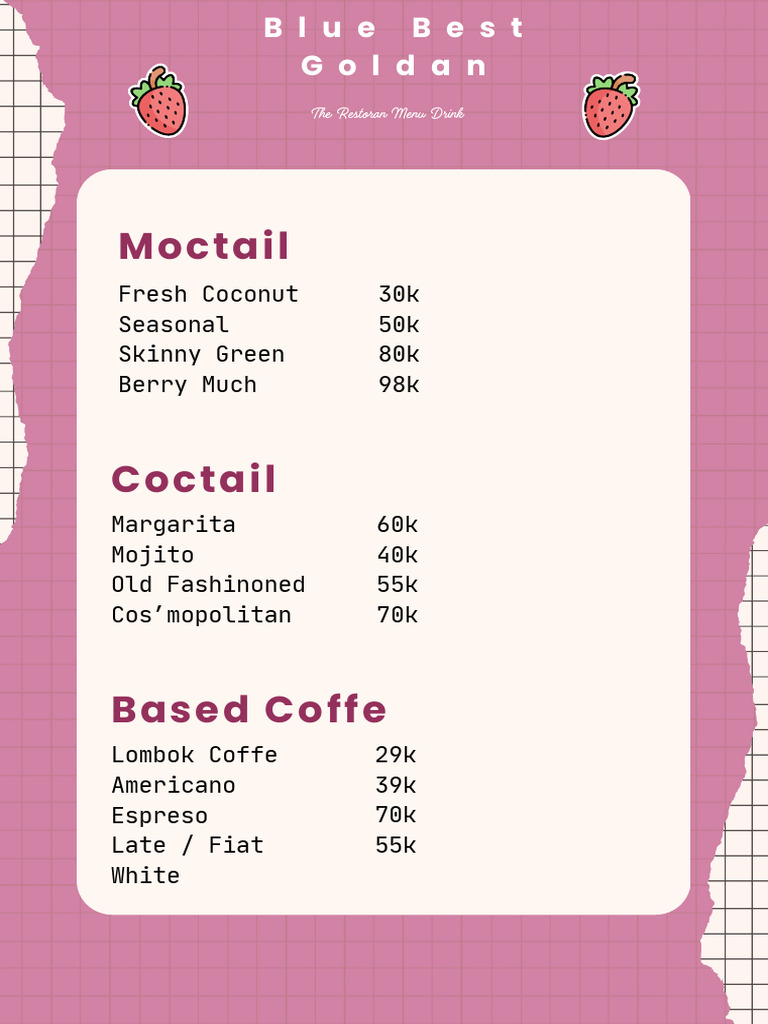 Pink White Cute Illustrated Cake Menu PDF | PDF
