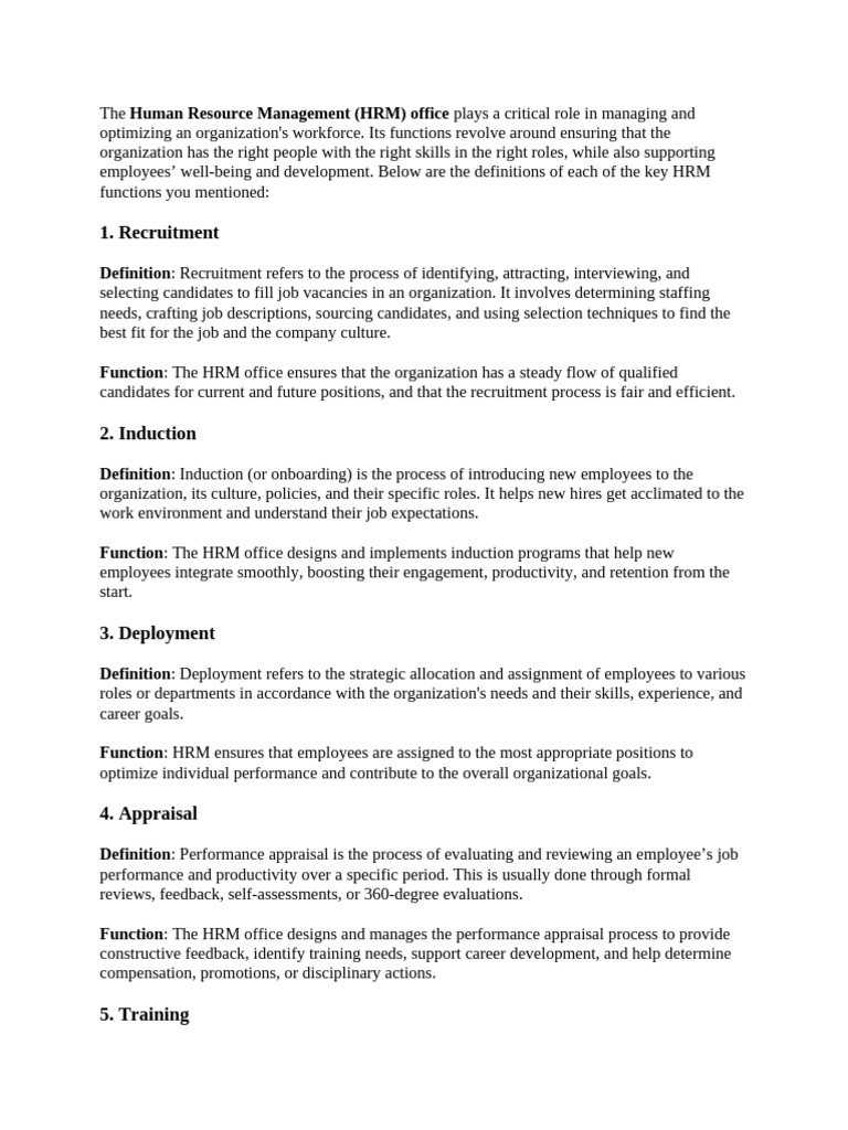 The Human Resource Management - Role and Function of The HR Departmenr | PDF | Human Resource ...