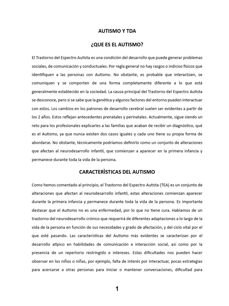 Guía Completa sobre Autismo y TDA | PDF | Espectro autista | Trastorno mental
