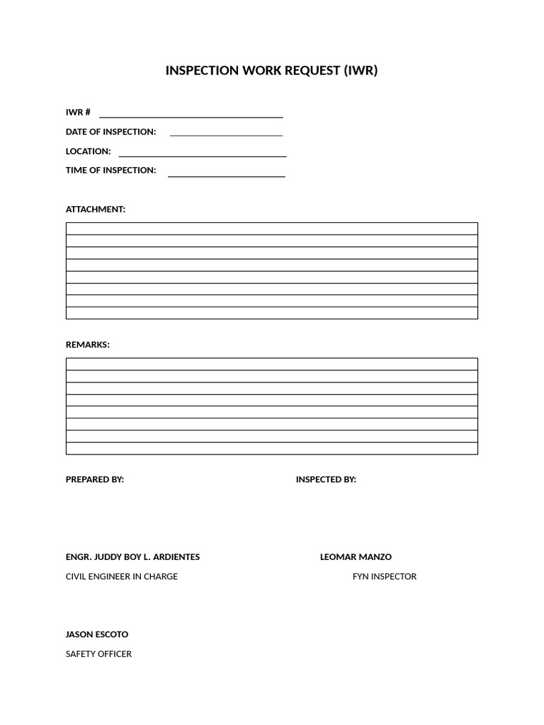 Inspection Work Request Forms | PDF