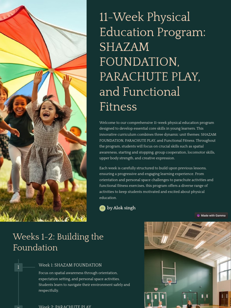 11 Week Physical Education Program PARACHUTE PLAY and Functional ...