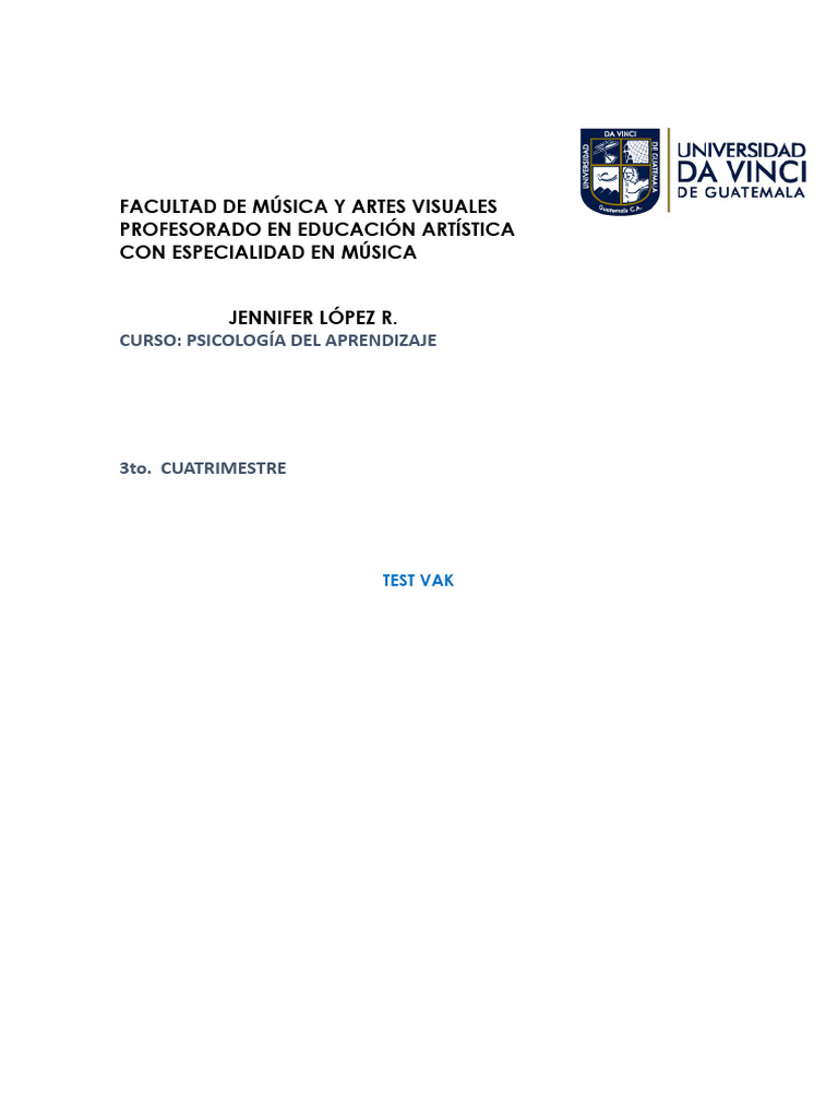 Resultados del Test VAK: Estilos de Aprendizaje | PDF