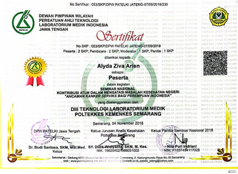 Sertifikat kanker serviks | PDF