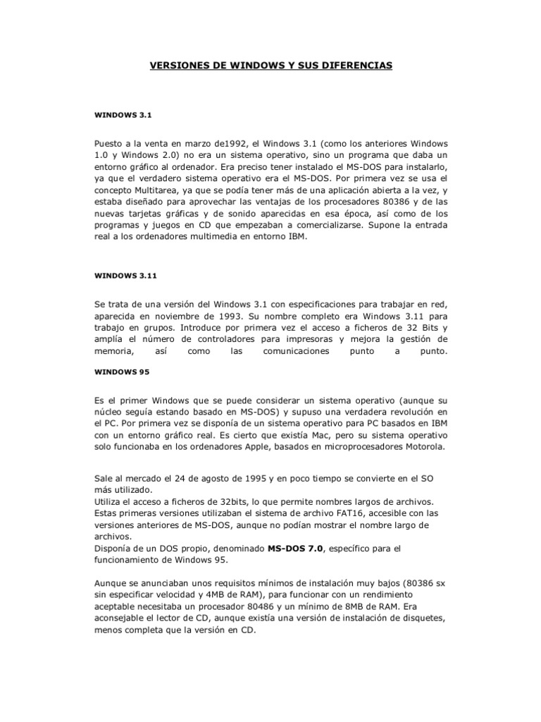 Comparativa de versiones de Windows 2000 | PDF | Windows 2000 | Windows XP