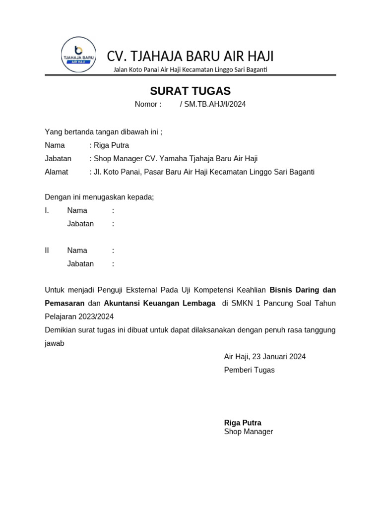 Surat Tugas | PDF