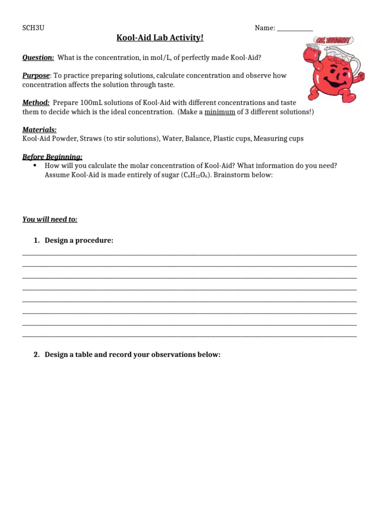 03 - Kool Aid Solution Activity | PDF