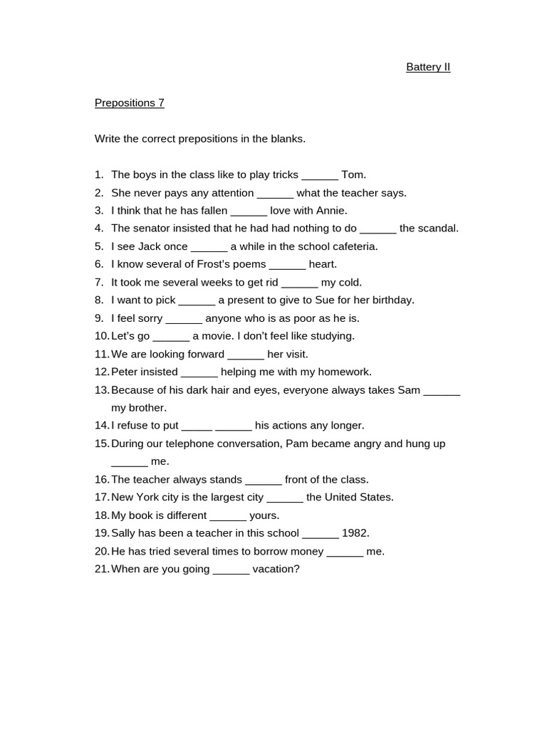 Prepositions Seven | PDF
