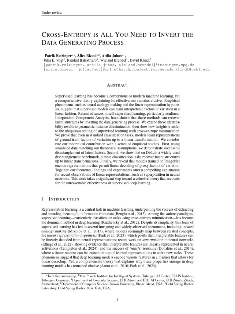 Cross-Entropy is All You Need to Invert the Data Generating Process | PDF | Statistical ...