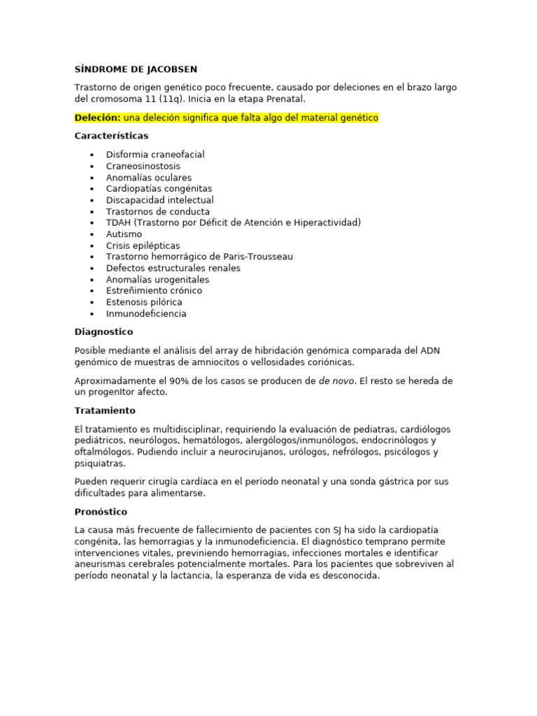 Síndrome de Jacobsen | PDF