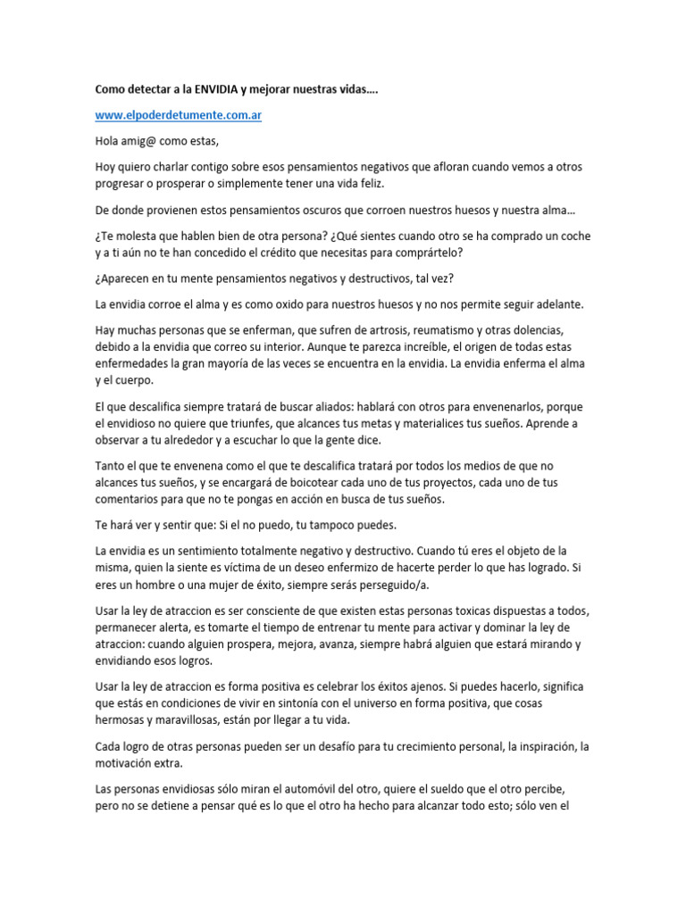 Cómo superar la envidia y prosperar | PDF | Envidia