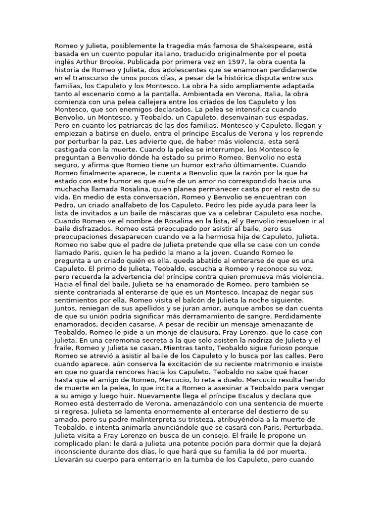 Romeo y Julieta | PDF | Romeo y Julieta | Tragedias de Shakespeare