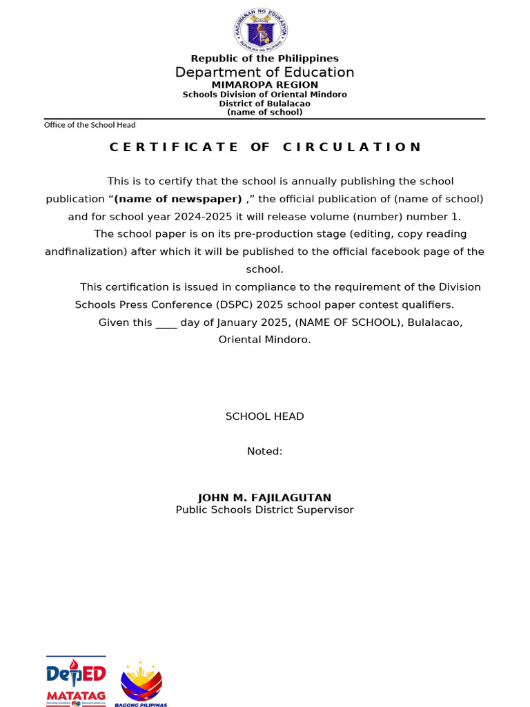 Certificate of Circulation | PDF