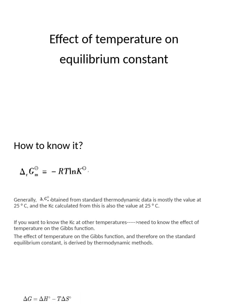 Effect of Temperature On Equilibrium Constant | PDF