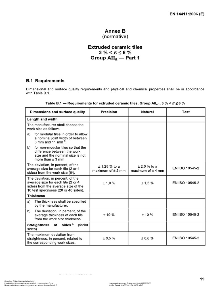 BS EN 14411 - 2006 - Annex B | PDF
