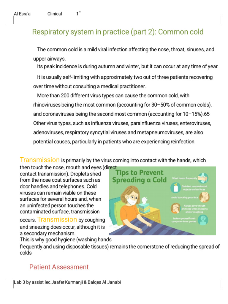 Clinical Pharmacy Lab3 | PDF | Common Cold | Medicine