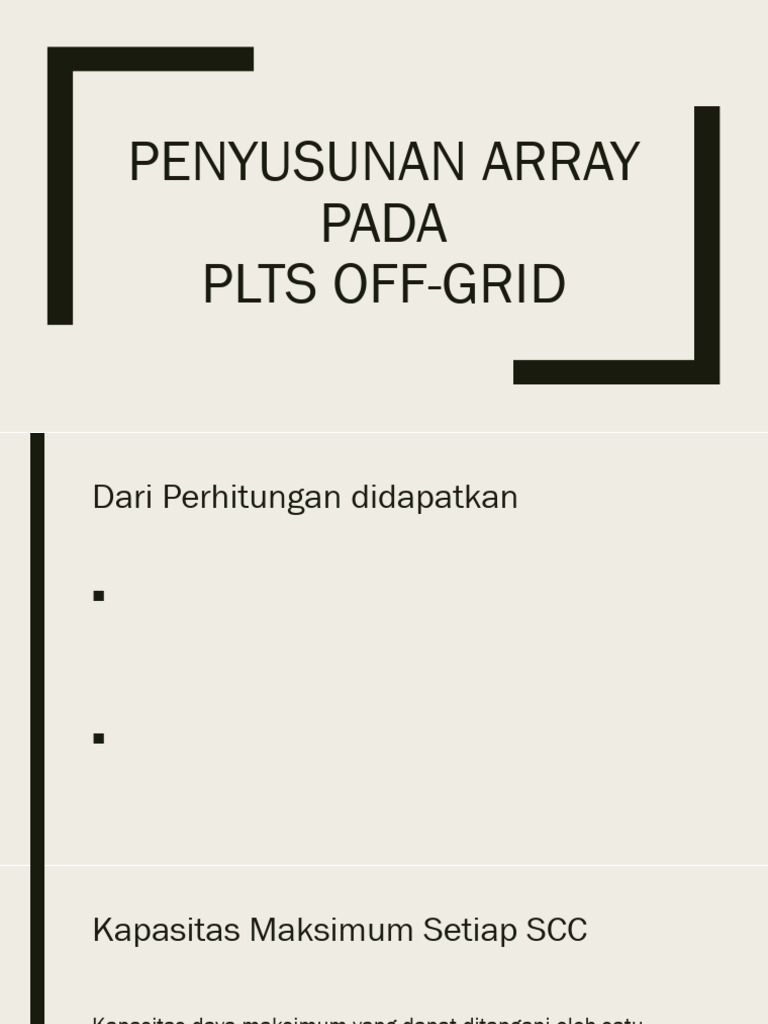 Penyusunan Array PLTS Off-Grid | PDF