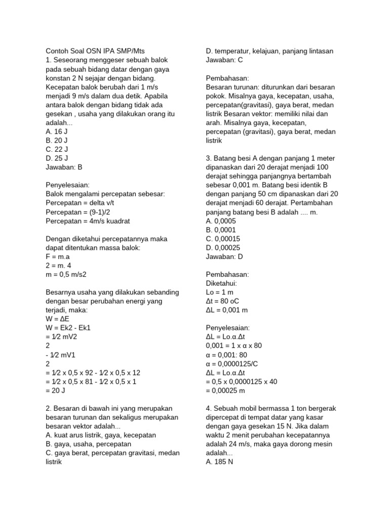 Contoh Soal OSN IPA SMP | PDF