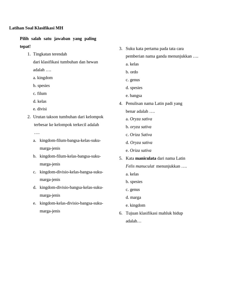 Latso Klasifikasi MH | PDF