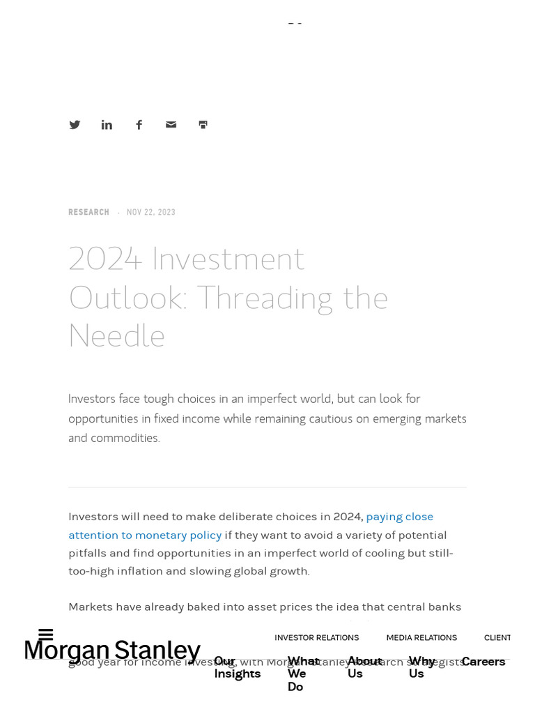 Morgan Stanley 2024 Investment Outlook - Threading The Needle - Morgan ...