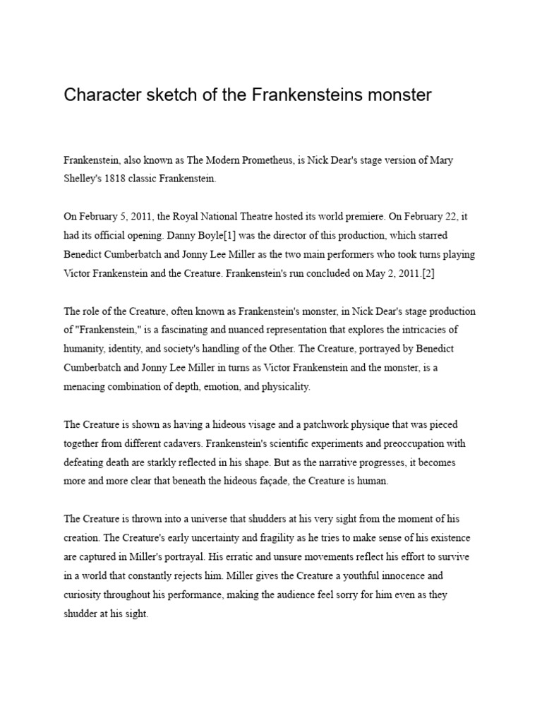 Charater Sketch | PDF | Frankenstein
