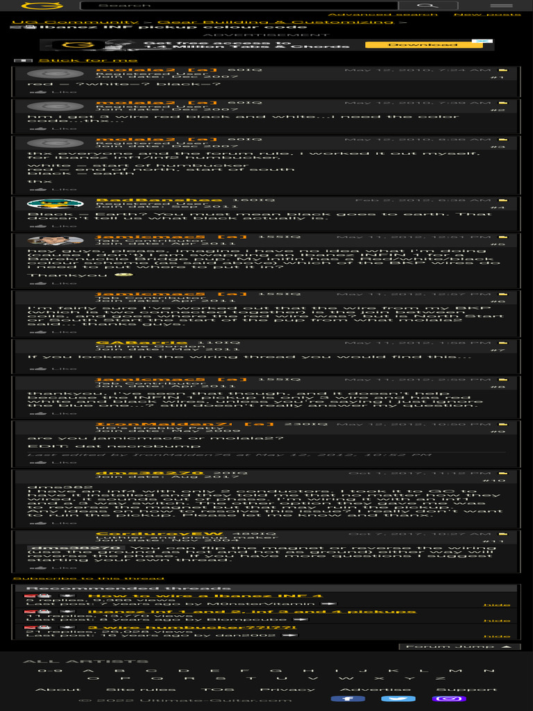 Ibanez INF pickup colour code - Ultimate Guitar | PDF | Celtic Musical Instruments | Irish ...