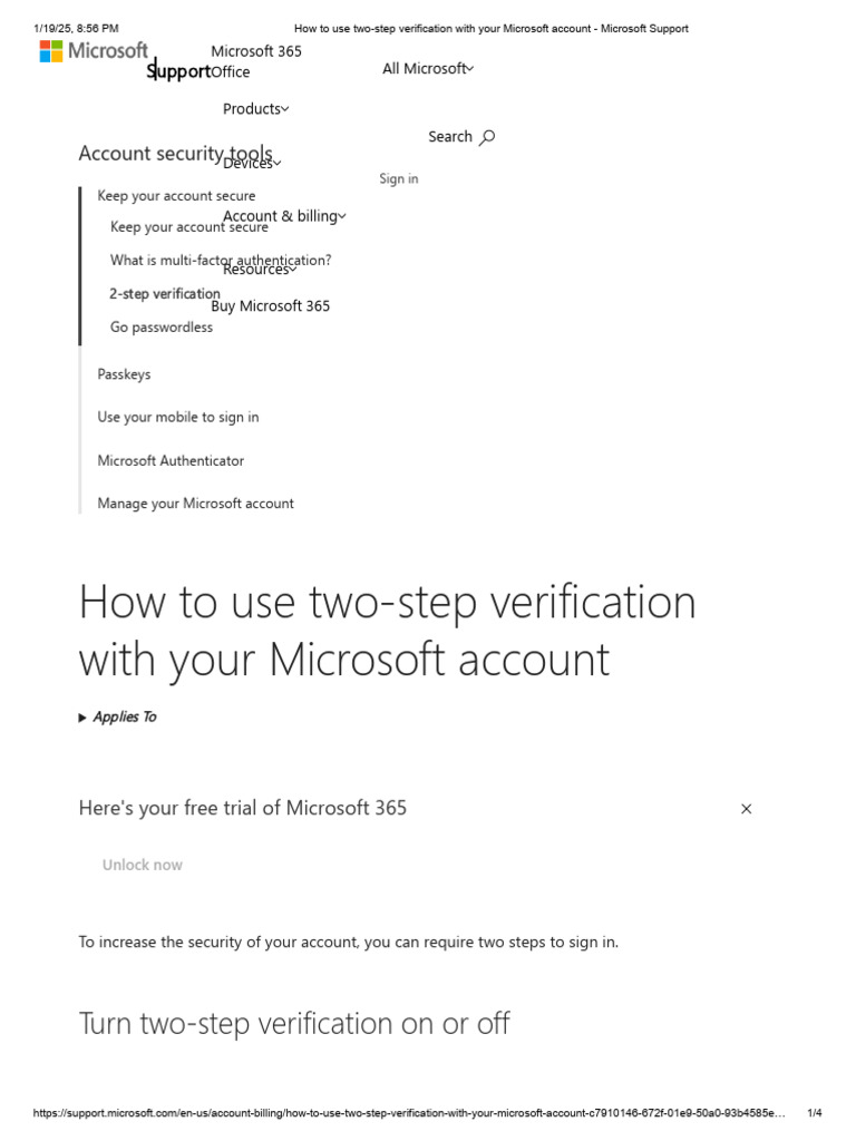 How To Use Two-Step Verification With Your Microsoft Account - Microsoft Support | PDF ...