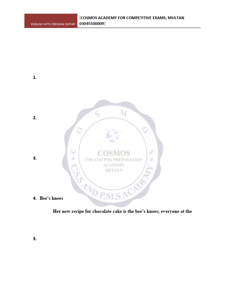 English Precise Composition PMS Solved Paper by Zeeshan Zaffar | PDF ...