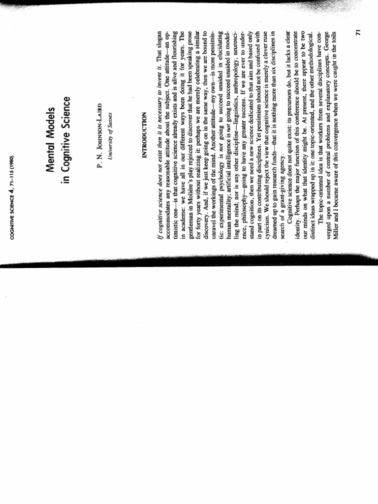 Johnson-Laird P.N. - Mental models in cognitive science | PDF