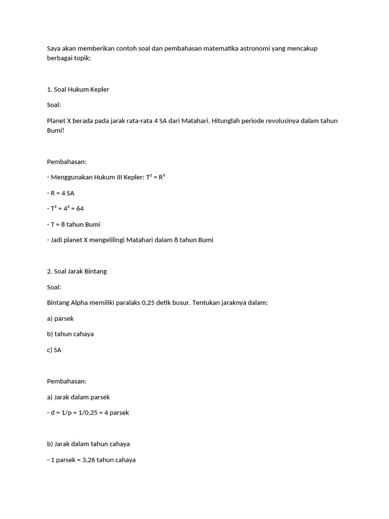 Soal Matematika Astronomi | PDF