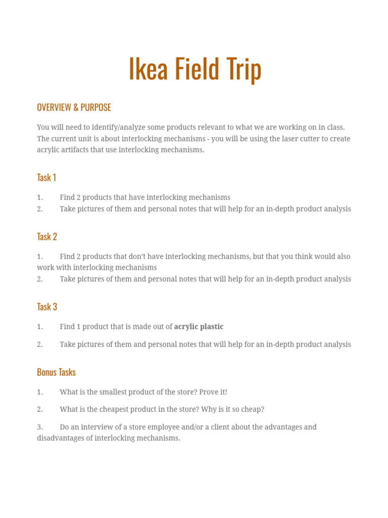 Ikea Field Trip GRADE 8 | PDF