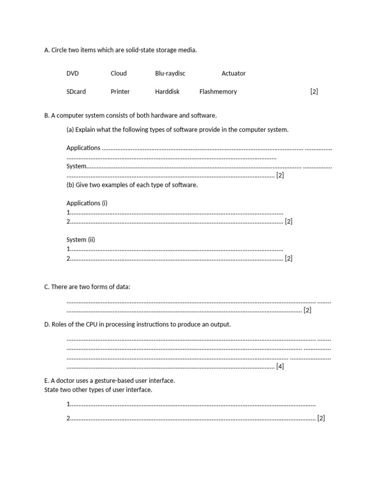 ICT Year 7 2nd Term Final Exam | PDF | Software | Input/Output