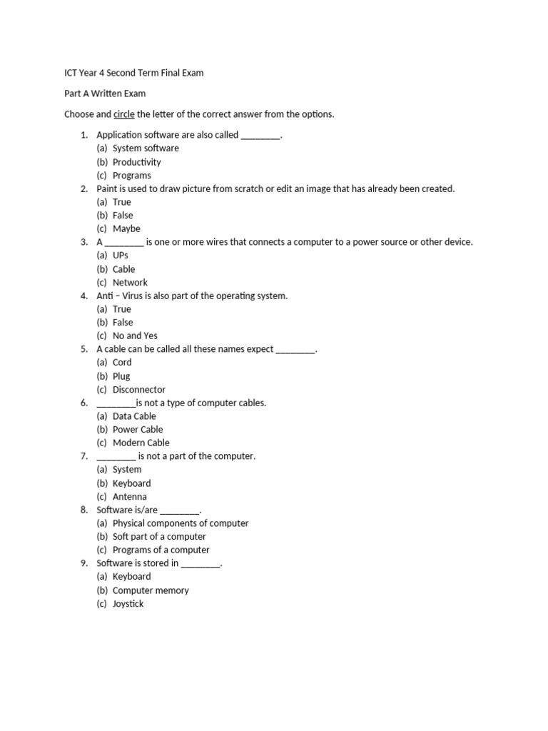 ICT Grade 4 Second Term Exam Guide | PDF