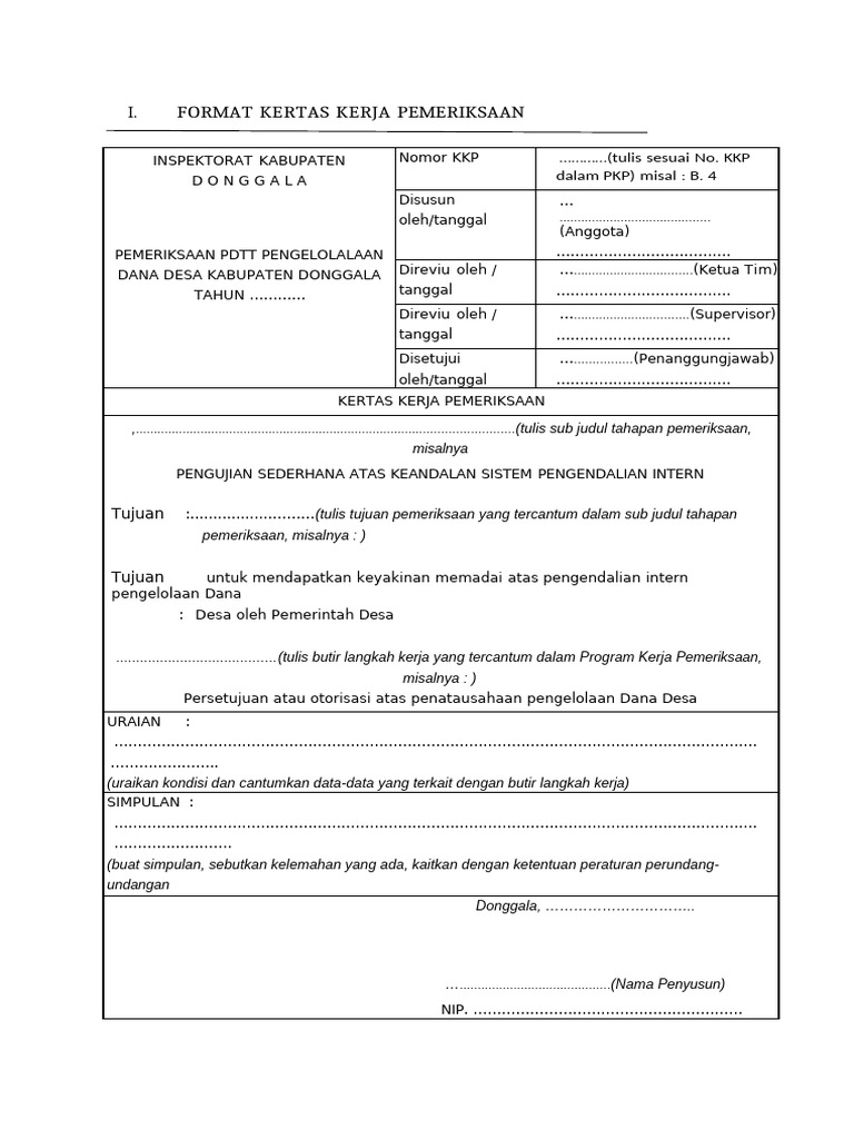 Format Kertas Kerja Pemeriksaan | PDF