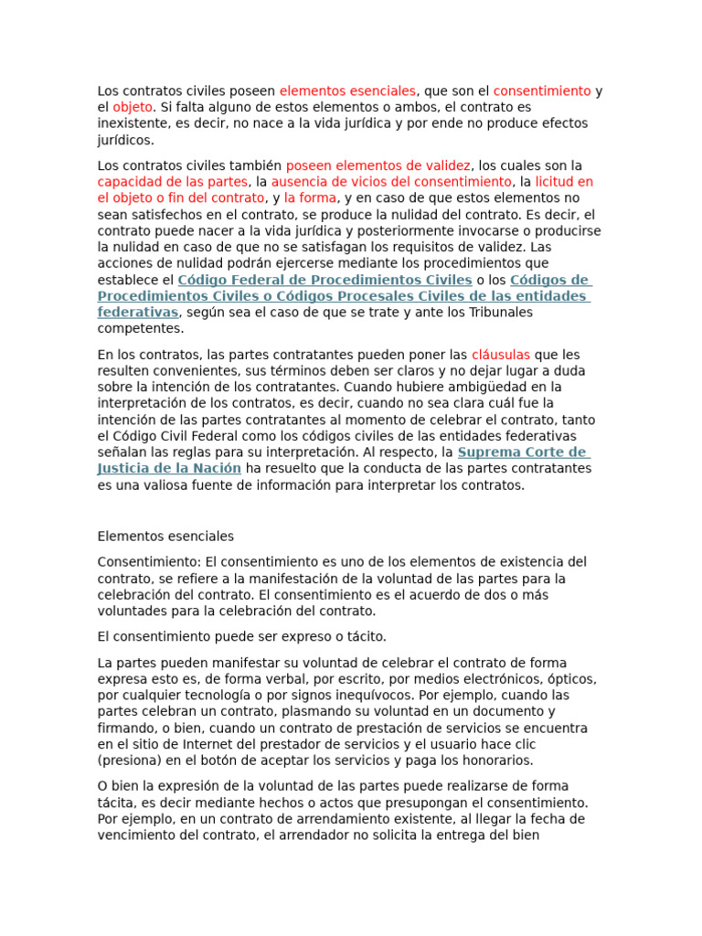 Los Contratos Civiles Poseen Elementos Esenciales | PDF | Derecho ...