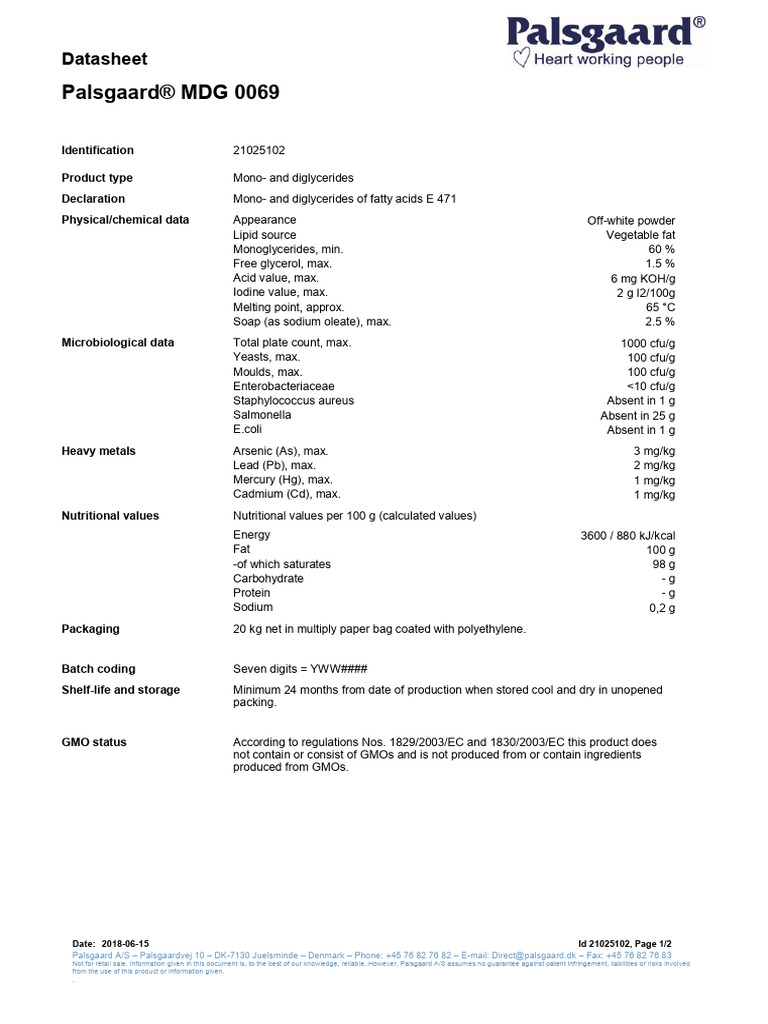 Spec MDG 0069 | PDF | Chemical Substances