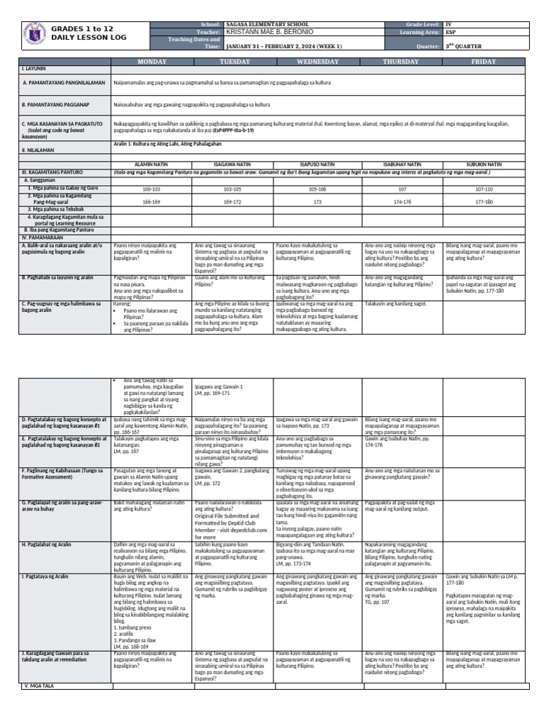 DLL - Esp 4 - Q3 - W1 | PDF